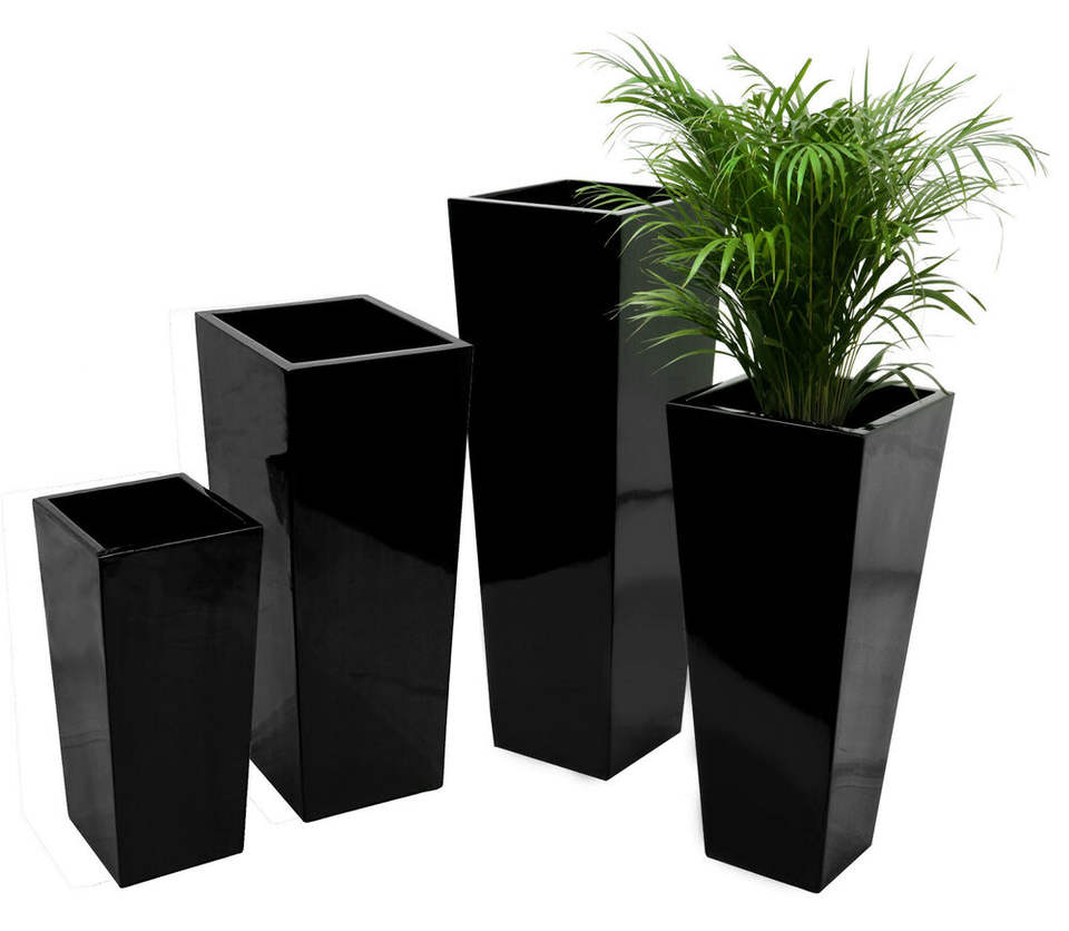 Customized Square Tall Fiberglass Flower Pots for Gardens
