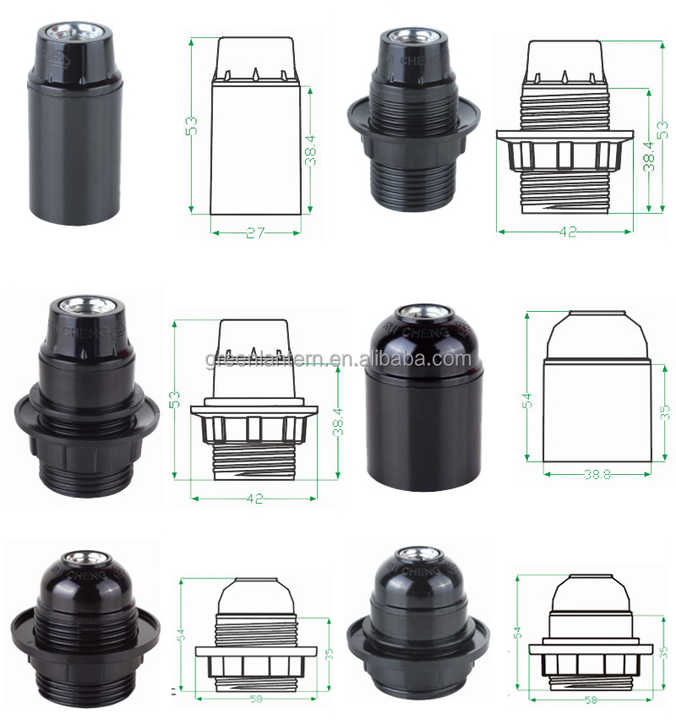 Bakelite Light Bulb Socket Electrical Black Plastic Lamp Holder E14 E27 ...
