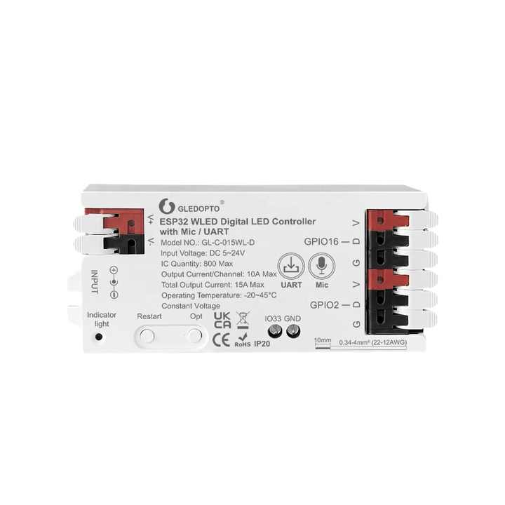 Gledopto 2024 HOT ESP32 WLED Digital LED Controller DC5-24V 15A MAX ...