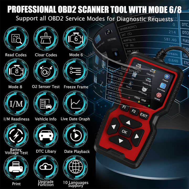 V519 ELM327 Auto Code Reader - Full OBD2 Diagnostic Tools