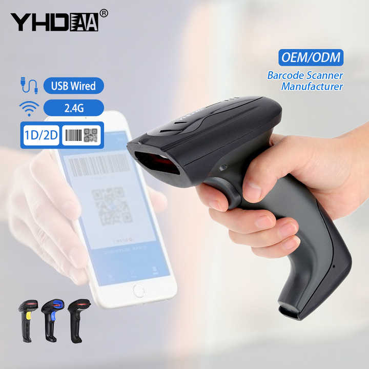 YHDAA Industrial Barcode Reader 1D 2D USB Wired & 2.4G Wireless Rugged ...
