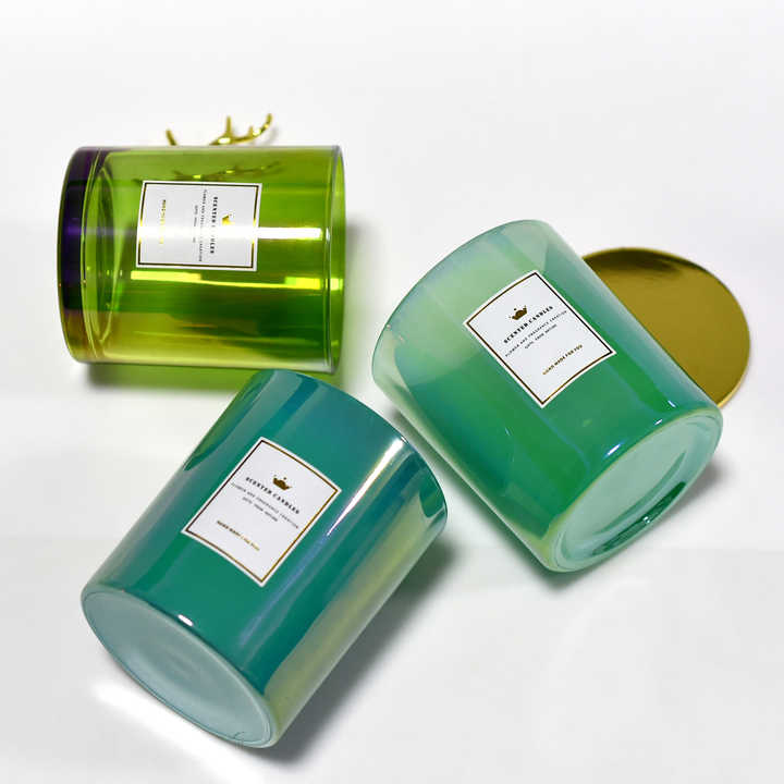 Wholesale Iridescent Gradient Candle Jars Customized Color Candle ...