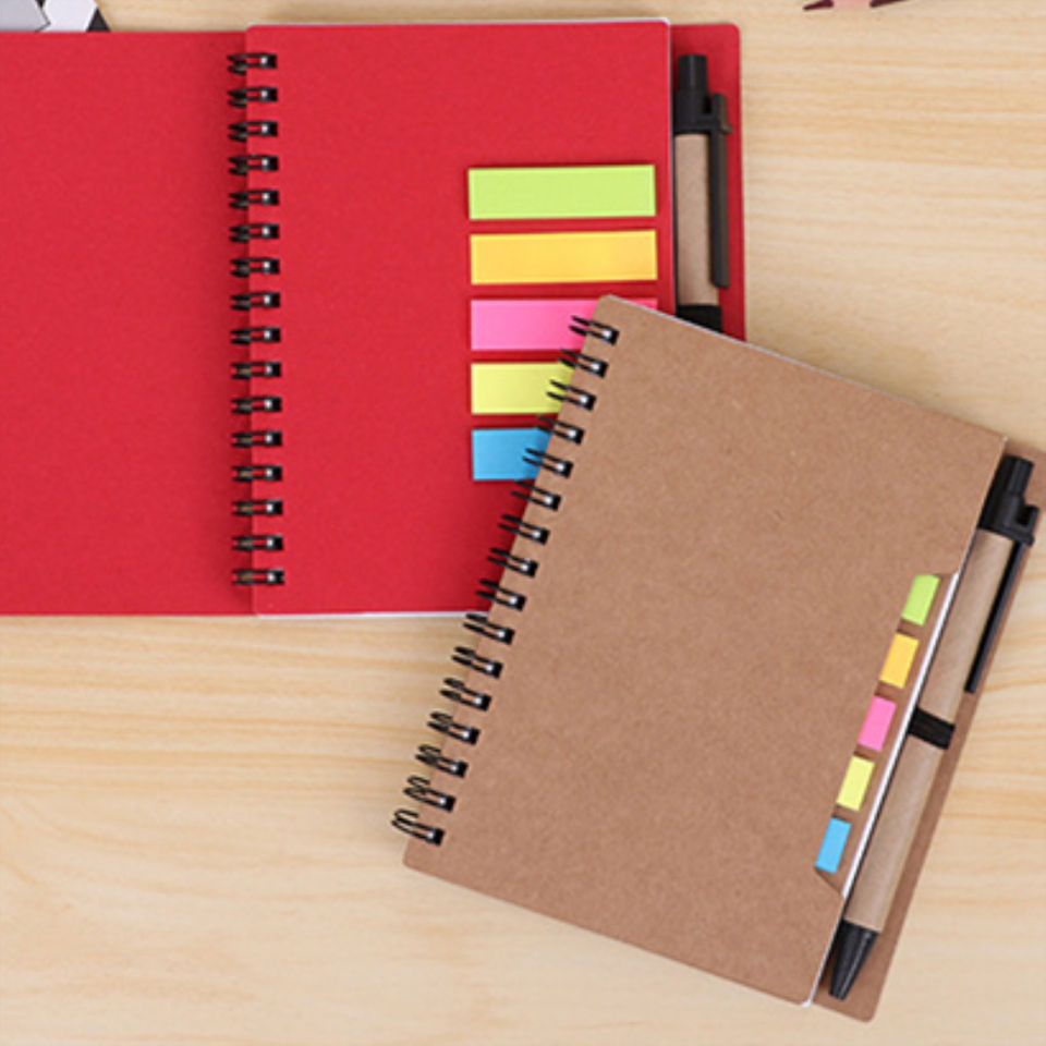 A6 Spiral Notebook with Kraft Paper Cover, Colorful Stickers, 60 Sheets ...
