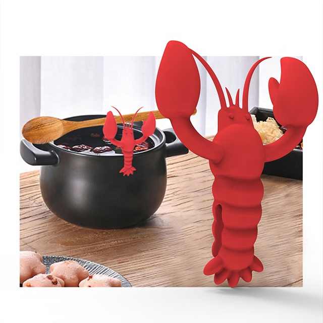Red Lobster Spoon Holder - BPA Free Silicone Utensil Rest