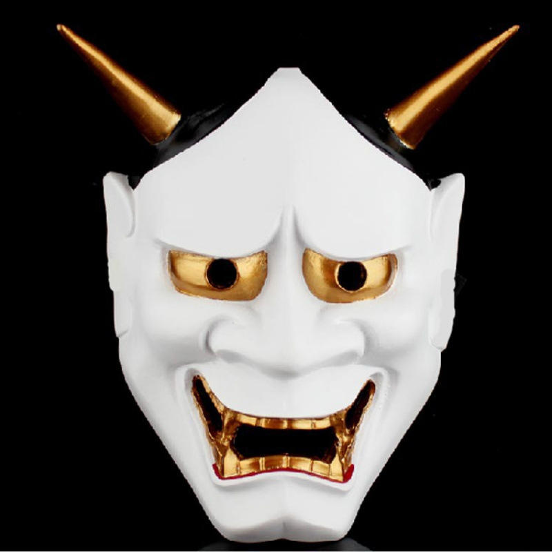 Horror Halloween Hannya Mask Japanese Demon PVC Full Face Mask for ...