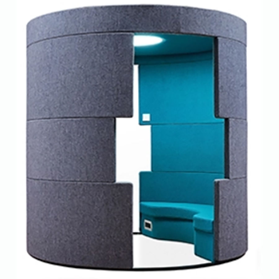 Cylindrical Office Phone Booth with LED Light - Mingle Furniture