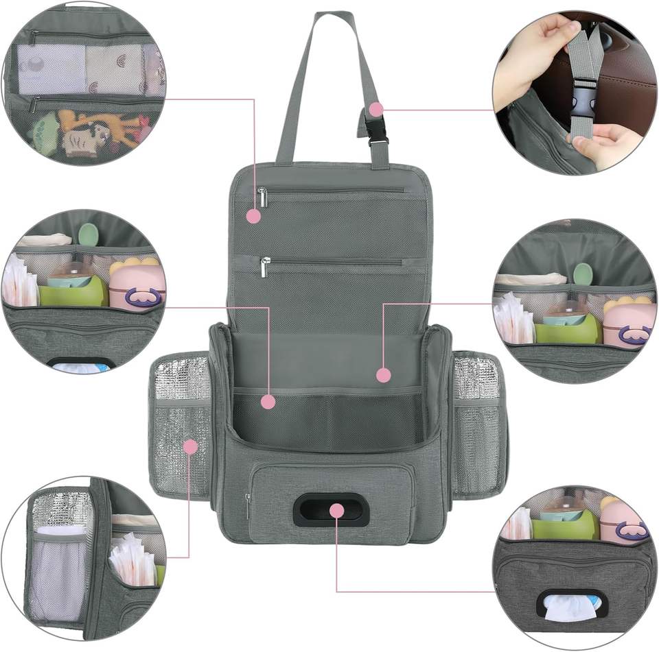 Newest Baby Backseat Organizer Portable Car Diaper Caddy Organizer for ...