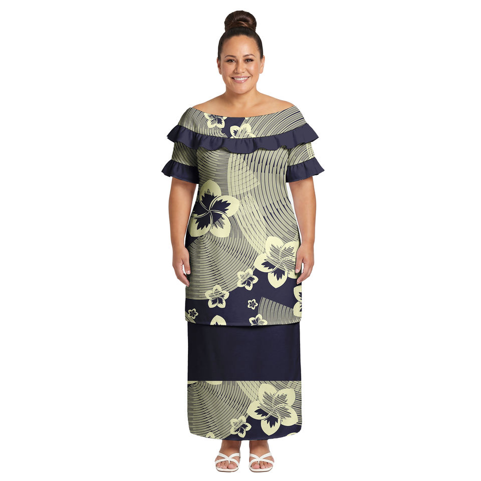 Dark Red Design Women Dress Polynesian Tribal Ladies Puletasi Hawaiian ...