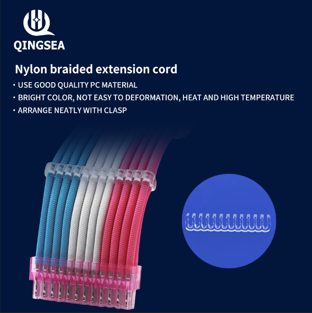 RTX ATX 24pin Stripped Extension Cable Kit 5 Outlets Sleeve Cable for ...