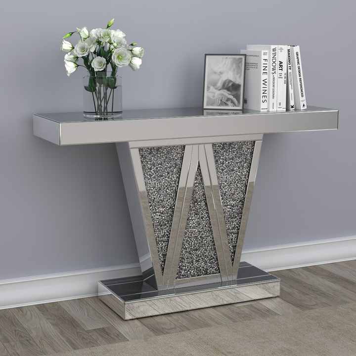 GUANDING Glass Hallway Entrance Table Console - Mirrored