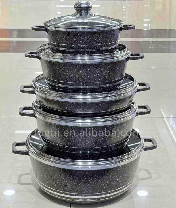 High Quality 10Pcs Dessini Die Cast Aluminum Non Stick Cookware Set ...