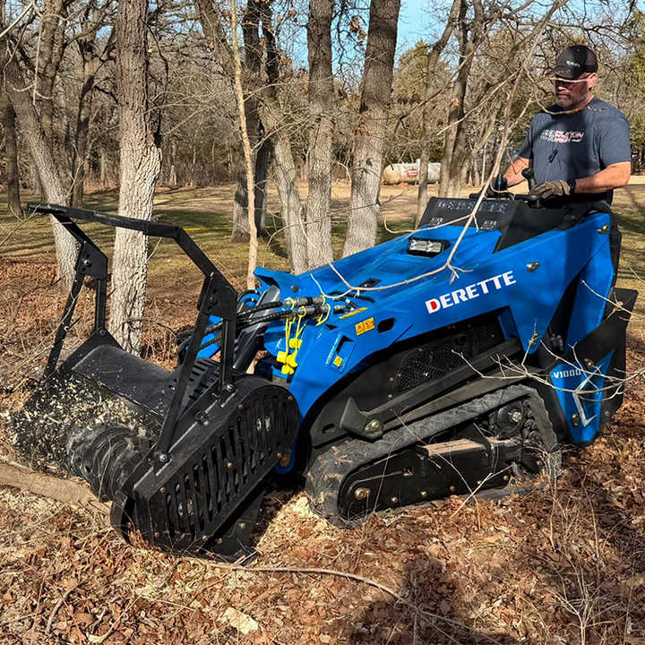 Derette V1000 Mini Skid Steer Loader with Hydraulic Mulcher