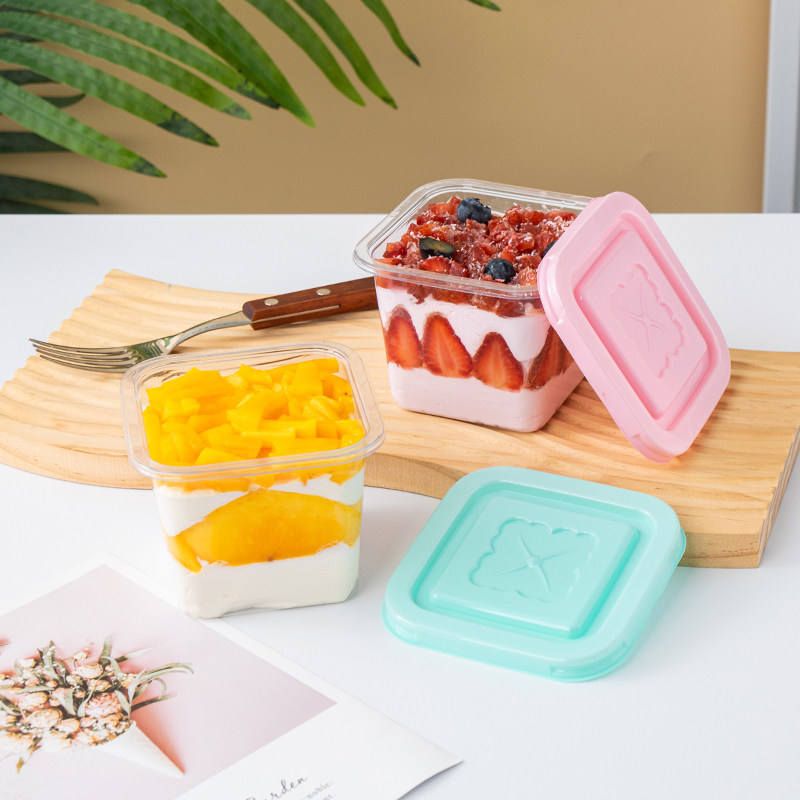 Square Transparent Food Packaging Box for Soy Milk Mousse Cake Wood ...