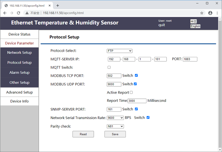 Monitoring Iot Temperature Sensor Humidity Modbus/tcp/udp/snmp POE Power Supply