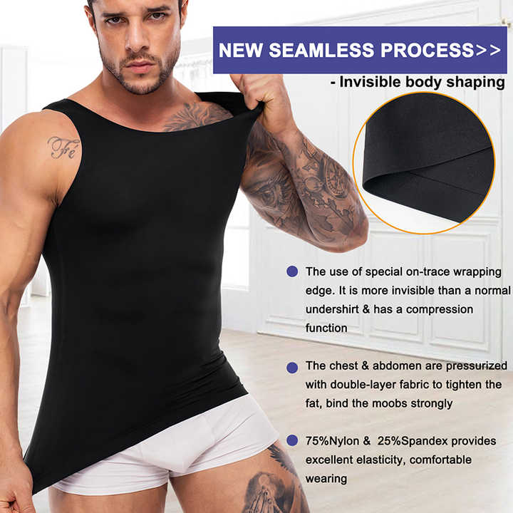 custom logo men body shaper waist trainer vest compression sculpting ...