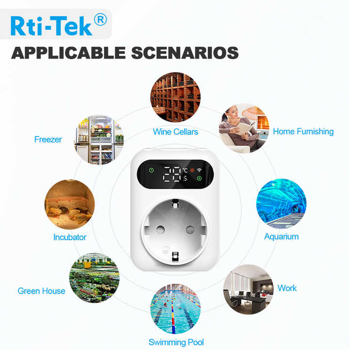 Wi-fi Smart Socket Thermostat LED by Rti-Tek for 16A Control