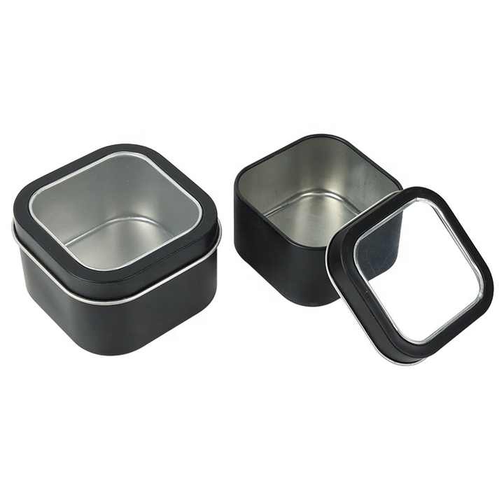 Custom square Tin Box with Transparent Window Seamless Bottom Candle ...