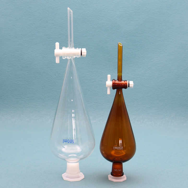 Laboratory Pear Shape Borosilicate Glass Separatory Funnel Separating ...