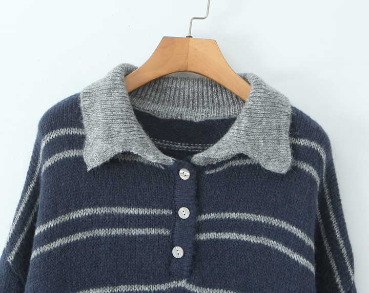 KAR&OT ZA 2025 Autumn New Fashion Retro Loose Lazy Style Striped Lapel ...