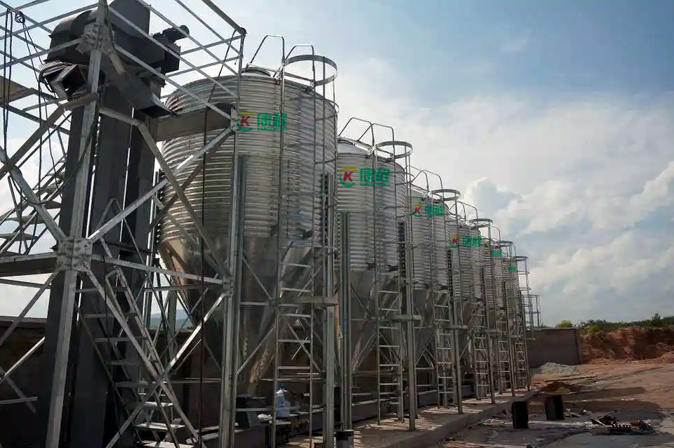 Mini Steel Poultry Feed Bins Corn Grain Storage Silo 3-30T Capacity ...