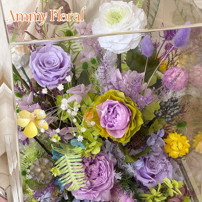 AM-PFHJ11 Ammy Eternal Flower Real Preserved Roses Eternal Rose Box for ...