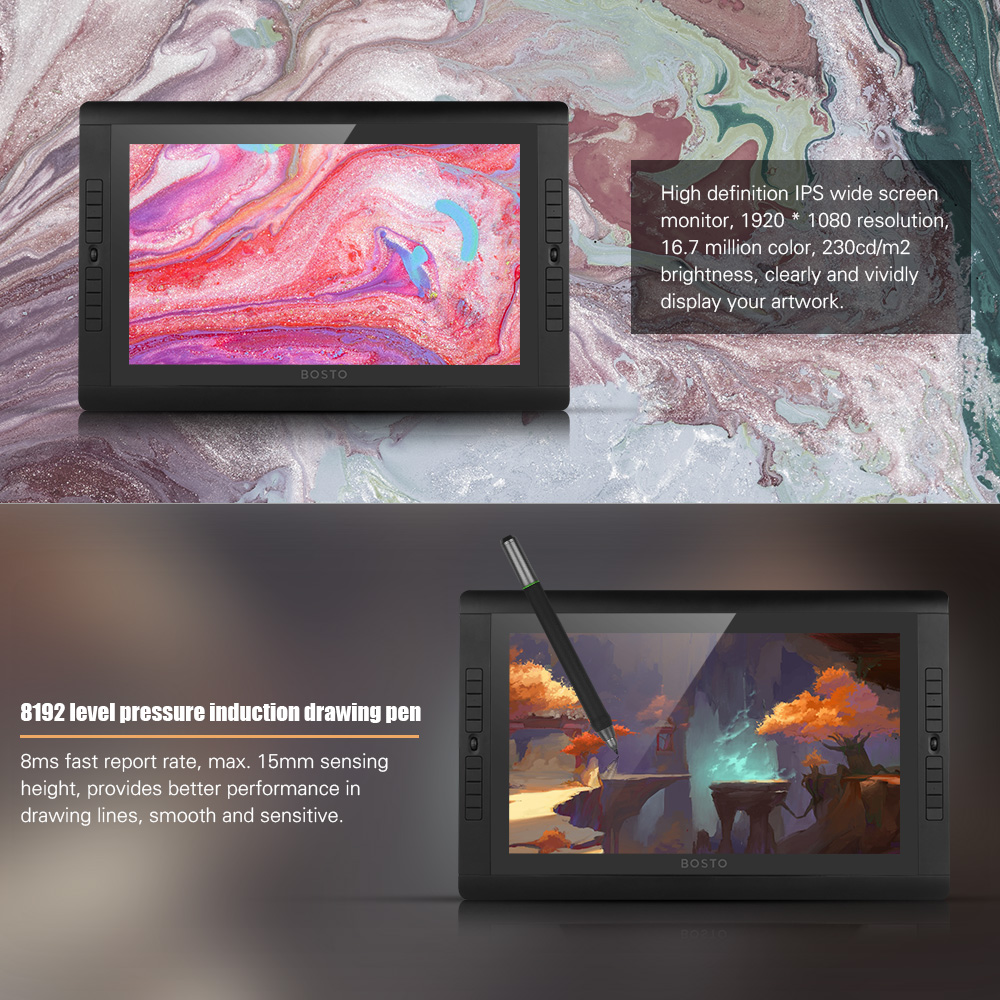 Popular Drawing Tablet BOSTO New Pen Display with Shortcut Key ...