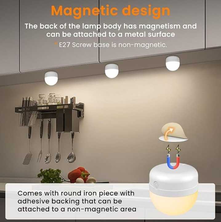Cordless Emergency LED Bulb E14 E12 E27 RGB Dimming Magnetic Suction ...