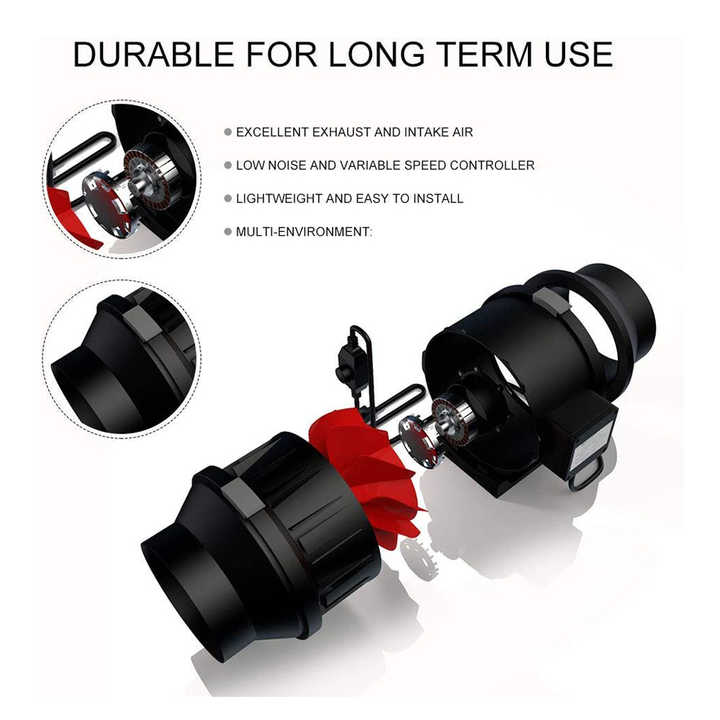 4 Inch Inline Duct Fan With Temperature Humidity Speed Controller For ...