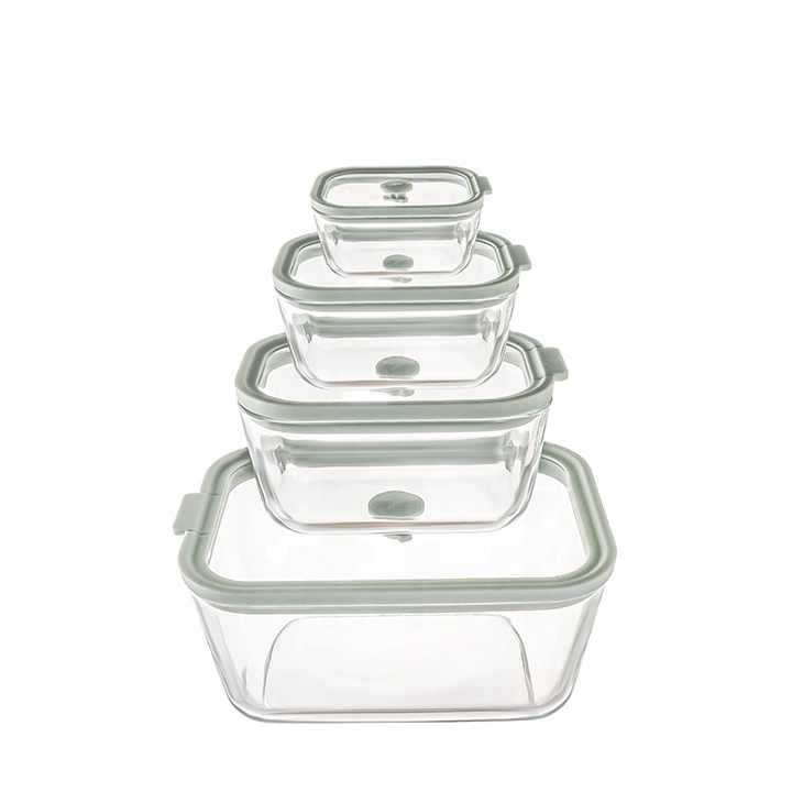 Rectangular Food Container Glass Lid with Vent Leakproof and Airtight ...