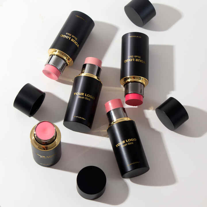Simple and Light Luxury Blush Stick Packaging Black and Gold Color ...