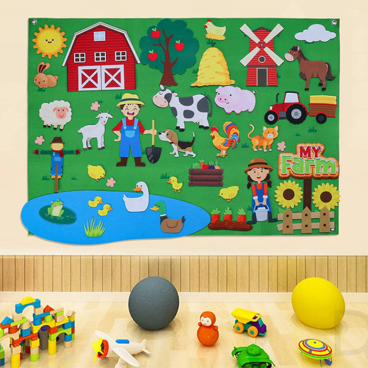 40pcs Farm Animals Felt Story Board Set for Toddlers