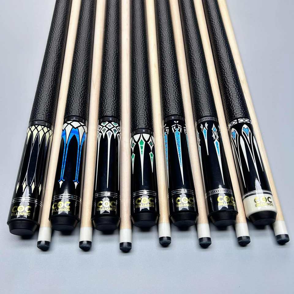 Premium Maple Wood Pool Cue with Radial Joint Wood Butt Sleeve Big Head ...