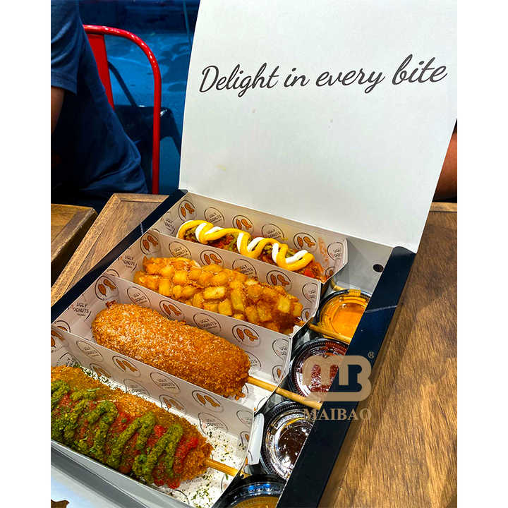 Custom Korean Snack Corn Dog Box with Internal Divider and Hot Dog Wrap ...