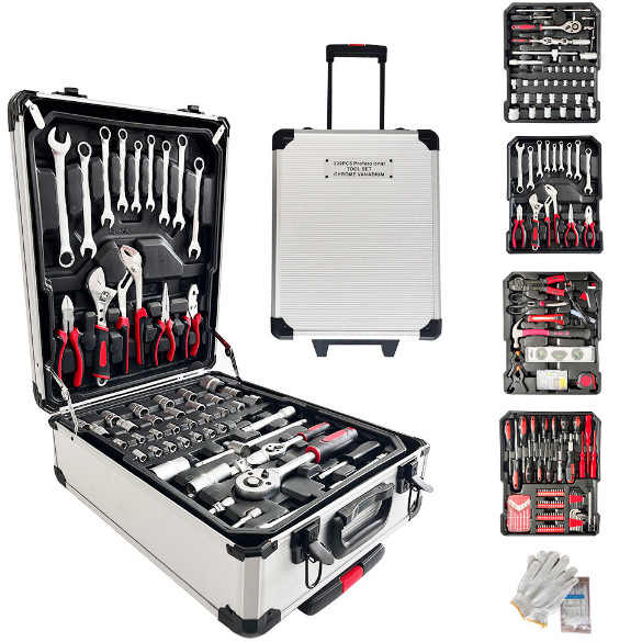 399-Piece Carbon Steel Wheel Trolley Case Full Set Hand Tools Repair ...