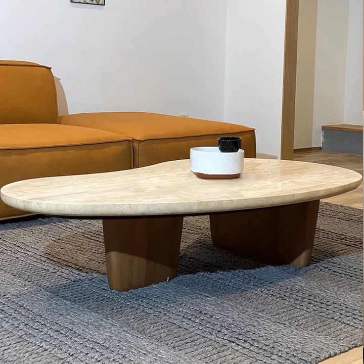 Nordic Natural Stone Solid Wood Leg Coffee Table Luxury