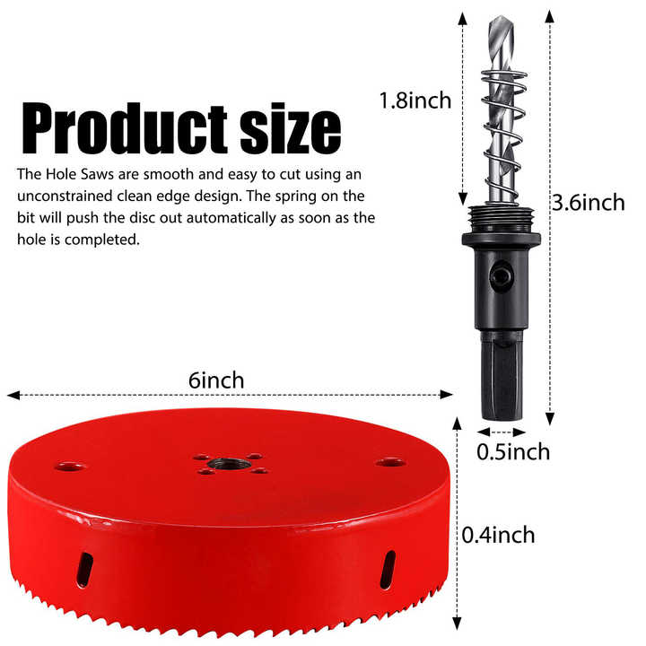 6 Inch Bi-Metal Hole Saw - Fast Chip Removal & Durability