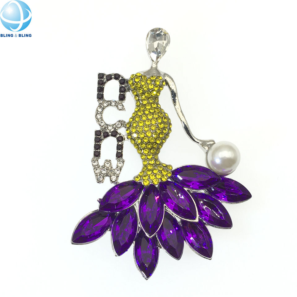 Fashion Design NCNW Legacy Pearls Pins Rhinestone Purple Enamel ...