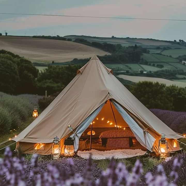 6m Canvas Tent - Bell Glamping Tent for 4 Seasons Camping