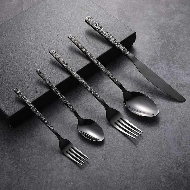 FANGYUAN Hammered Handle Luxury Gold Cutlery Set for Weddings