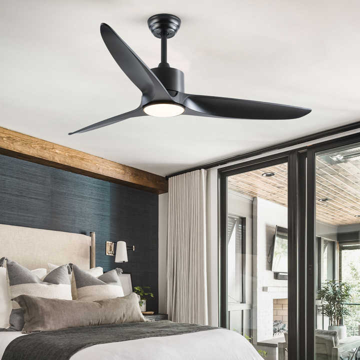 Modern Minimalist Black 52 Inch Abs 3-Blade Pure Copper Silent Motor ...