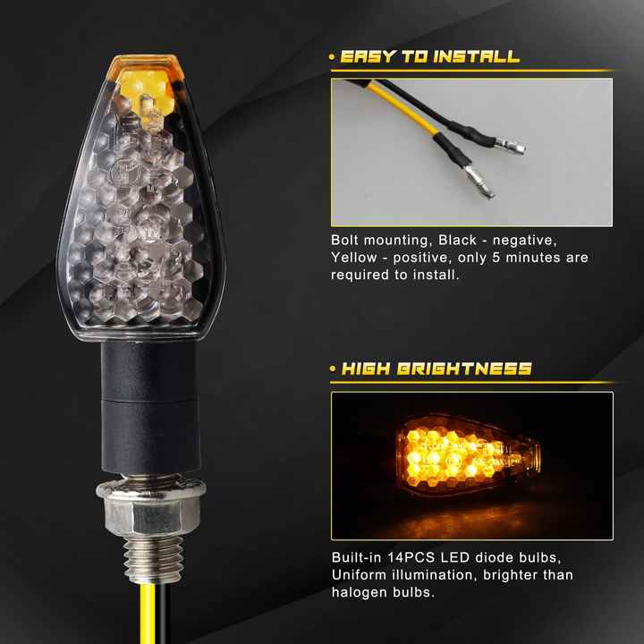 Universal Motorcycle Led Turning Light Yellow Motorcycle Turning Lights ...