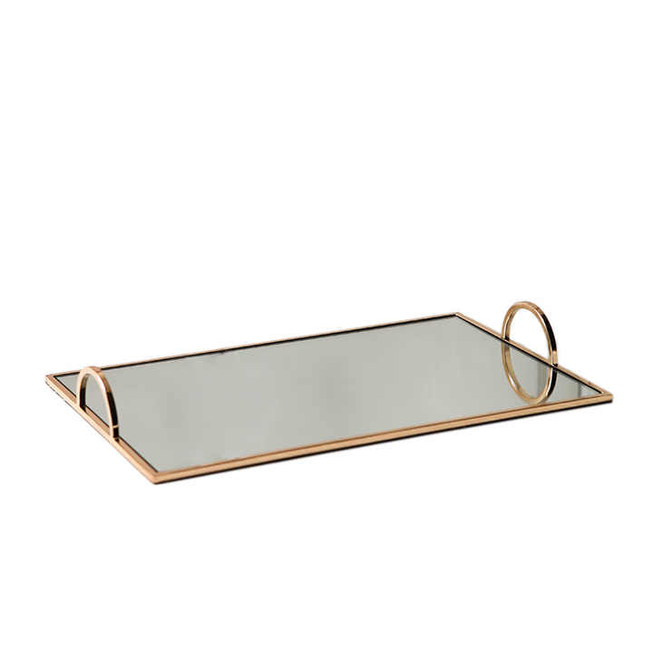 Modern Gold Metal Serving Tiered Rectangular Mirror Tray With Handle ...