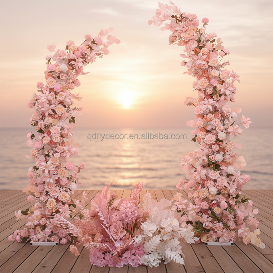 Romantic Silk Artificial Horn Flower Arch Backdrop for Wedding ...