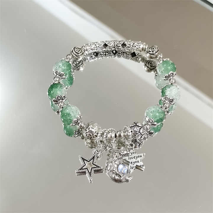 Rinhoo Moon Star Charm Fantasy Popcorn Crystal Bracelet
