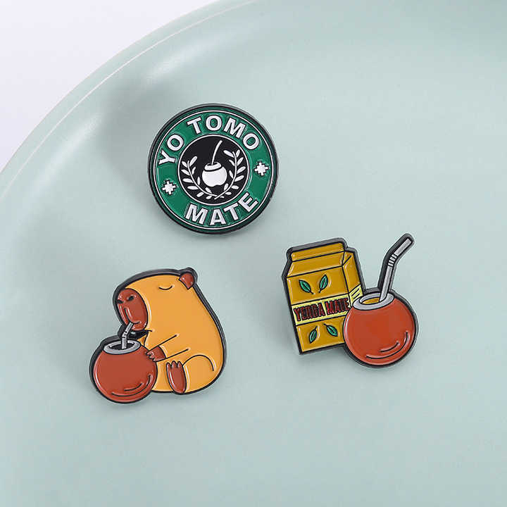 Cute Capybara Yerba Mate Enamel Pins Brooches & Gifts For Friends