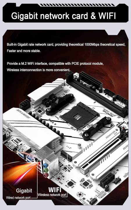 JGINYUE B550 M-ATX Motherboard - AMD Ryzen R5 4000/5000 Support