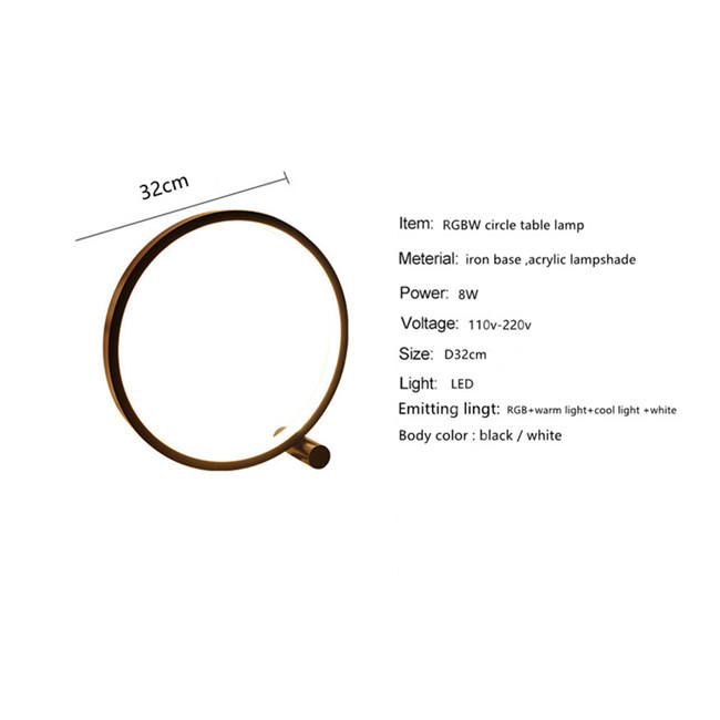 European Table Lamps Circle Decorative Guest Room Bedroom Bedside LED ...