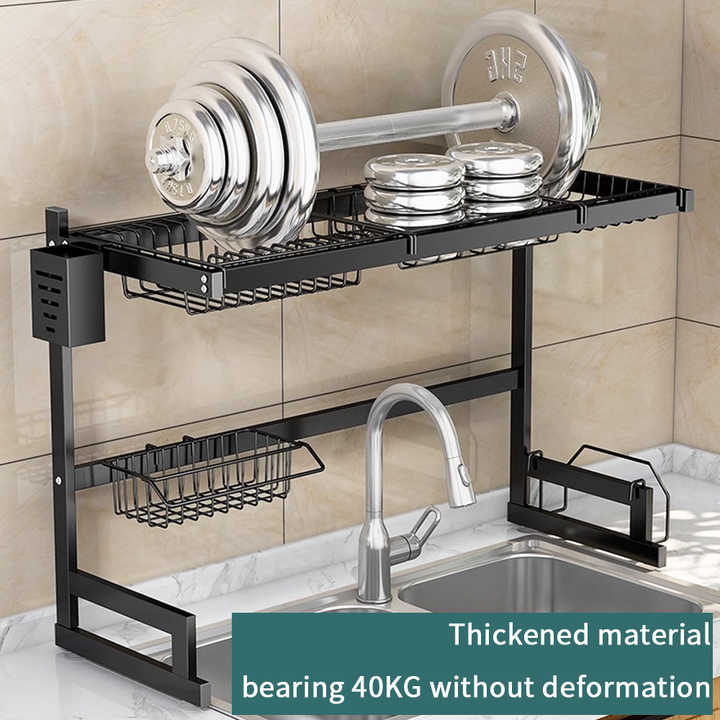 Dish Drainer Dishes Organizer Hanging Sink Black Dish Drying Rack Over ...