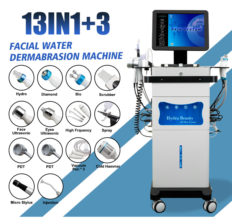 Advanced 13 In 1 Hydra Facial Machine With Ice Blue Hydrogen ...