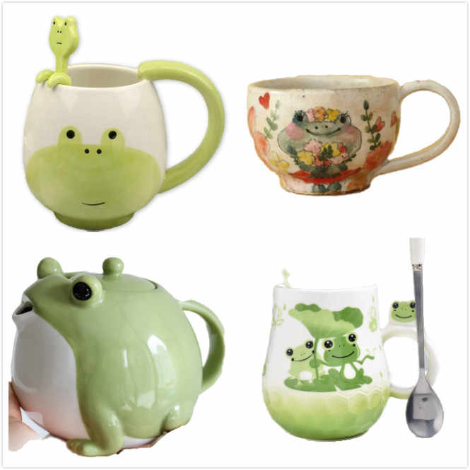 Frog Shaped Ceramic Mug - Perfect for Anime and Forest Lovers